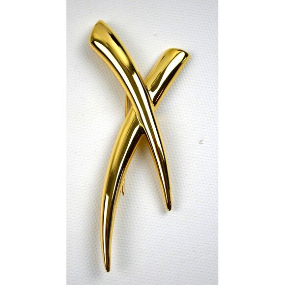 Trifari | Jewelry | Vintage Trifari Gold Tone X Brooch Pin 4 X 75 ...